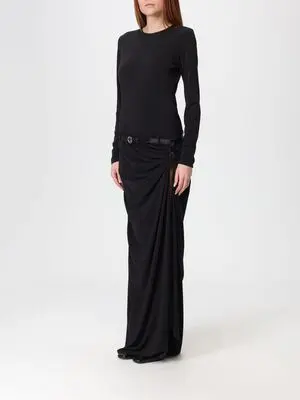 Coperni Long Sleeve Draped Maxi Dress - Black