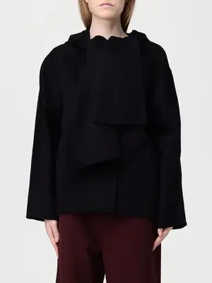 PALTO' Coat With Hood And Tie Detail - Black