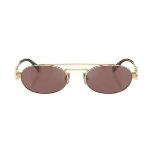 Miu Miu Logo Oval Sunglasses - Tan