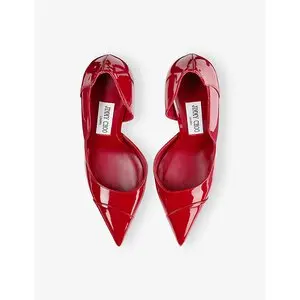 JIMMY CHOO Brigitte 100 Patent Leather Heels - Ruby Red