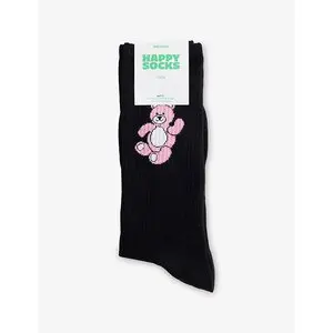 Happy Socks Teddy Bear Cotton-blend Socks - Black