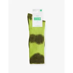 Happy Socks Tie-dye Cotton-blend Crew Socks - Light Green