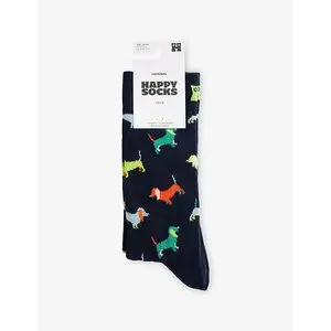 Happy Socks Puppy Love Cotton-blend Crew Socks - Navy