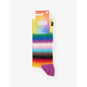 Happy Socks Rainbow Cotton-blend Crew Socks - Yellow