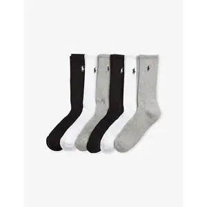 Ralph Lauren Logo-embroidered Crew Socks Pack - Grey Assorted