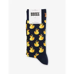 Happy Socks Duck Cotton-blend Crew Socks - Navy