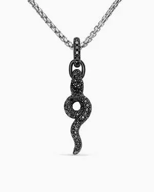 David Yurman Snake Amulet With Black Diamonds And Emeralds - Emerald