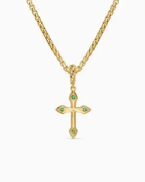 David Yurman Petite Gothic Cross Amulet - Emerald