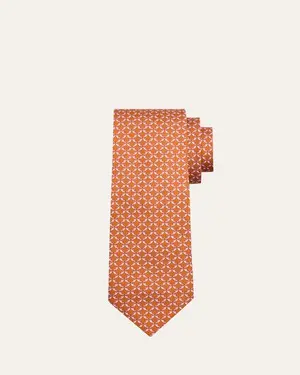 FERRAGAMO Micro-Dolphin Print Neck Tie Orgpat