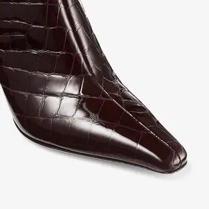 JIMMY CHOO Agathe 85 Croc-embossed Leather Knee High Boots - Sambuco