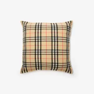 Burberry Check Cashmere Cushion - Sand Beige
