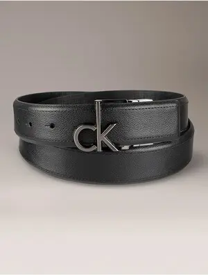Calvin Klein Monogram Logo Plaque Reversible Belt - Black