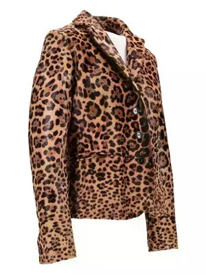 LA ROSE Leopard-print Leather Jacket - Brown