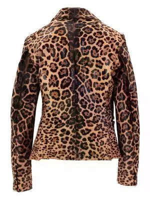LA ROSE Leopard-print Leather Jacket - Brown