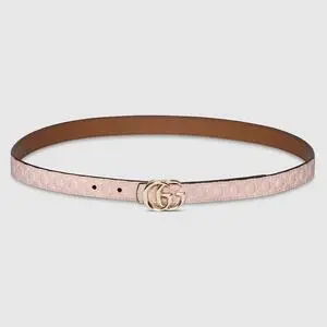 Gucci Reversible Gg Marmont Thin Belt - Pink