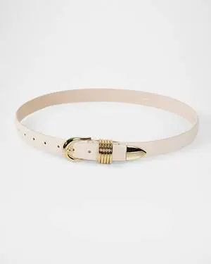 DEHANCHE Hollyhock Triple Wrap Calf Leather Medium Belt Ivory Gold