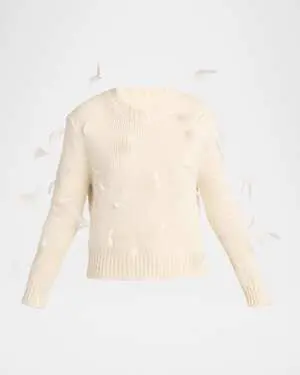 JIL SANDER Feather-trim Wool Knit Sweater - Pale Clay