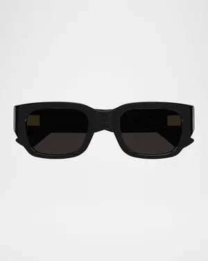 Bottega Veneta Acetate Rectangle Sunglasses - Black