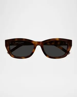Saint Laurent Saint Laurent 55mm Rectangular Sunglasses - Havana
