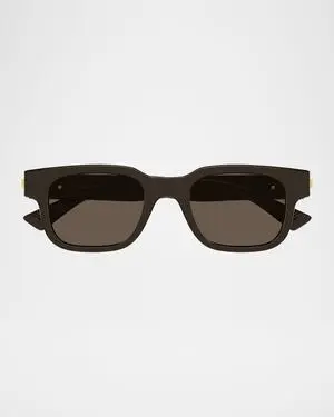Bottega Veneta Rectangle Sunglasses - Brown