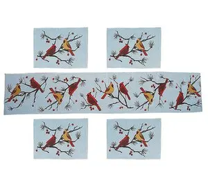TEMP-TATIONS As Is Holiday 5-piece Placemat & Runner Set - One-color