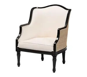 BALI & PARI Elizette Fabric Armchair With Natural Rattan - One-color