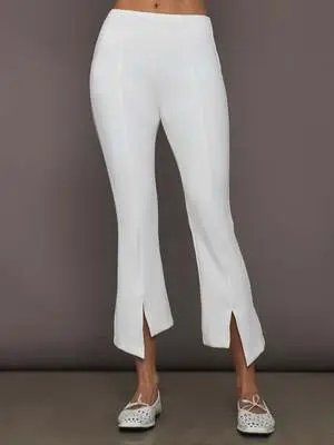 ONA Cropped Split Hem Flare Pant - White