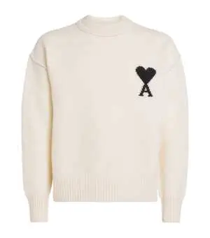 Ami Wool Logo Sweater - Beige