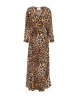 We Are Leone Leopard-print Maxi Wrap Dress - Camel