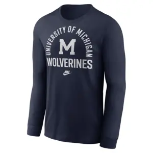 Nike Michigan Wolverines Arched Logo Long-sleeve T-shirt - Blue