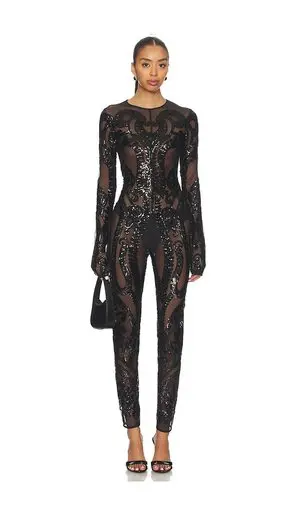 Norma Kamali Long Sleeve Crew Neck Catsuit - Black