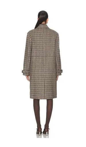 Vince Plaid Car Coat With Faux Leather Trim - Multi Check