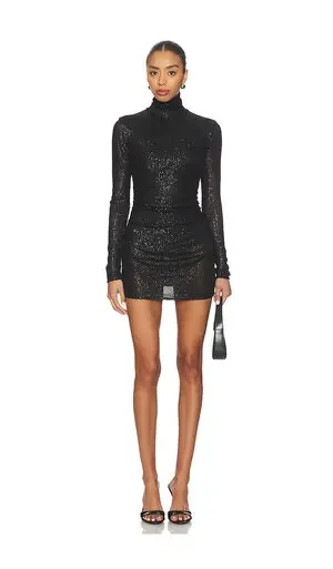 Norma Kamali Long Sleeve Turtleneck Pickleball Dress - Black