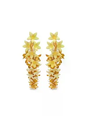 Oscar De La Renta Floral Drop Earrings - Yellow
