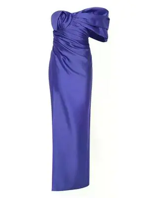 Rachel Gilbert Marlo Ruched Off-shoulder Gown - Purple