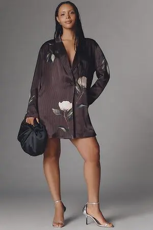 Anthropologie Printed Silky Blazer Mini Dress