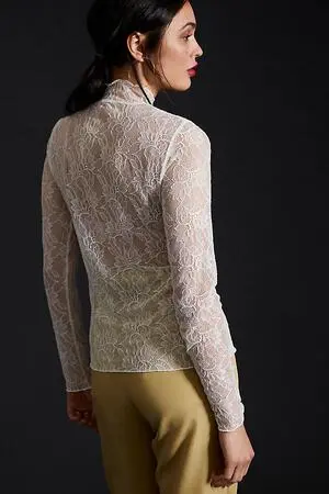 Anthropologie Lace Layering Turtleneck - Ivory
