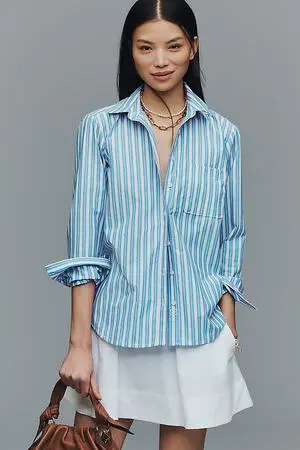 Maeve Classic Buttondown Shirt - Pink Stripe