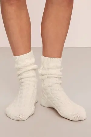 Eberjey Cable-knit Crew Socks - Ivory