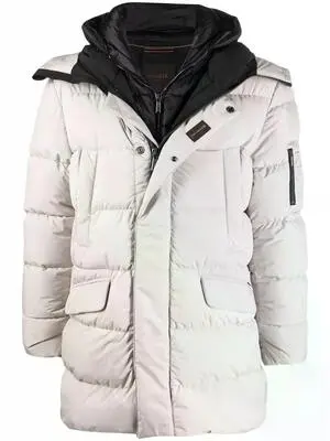 MOORER Padded Zip-up Coat - Neutrals