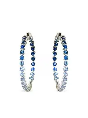 LISA NIK 18k White Gold And Sapphire Hoop Earrings - Silver