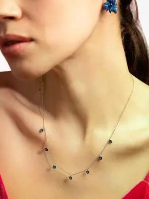 GRAZIELA 18k White Gold Sapphire Necklace