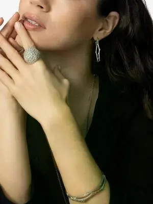 PARULINA 18k White Gold Diamond Hoop Earrings - Silver