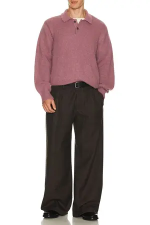 CORRIDOR Brushed Alpaca Polo In Mauve - Plum