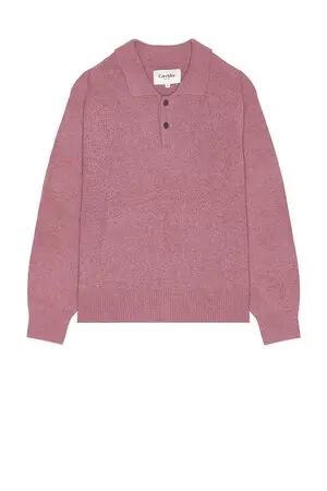 CORRIDOR Brushed Alpaca Polo In Mauve - Plum