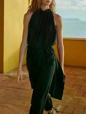 BEATRIZ CAMACHO Bataki Ruffled Halter-neck Blouse