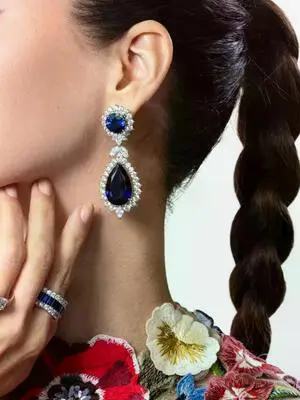 FANTASIA BY DESERIO Sapphire And Cubic Zirconia Drop Earrings