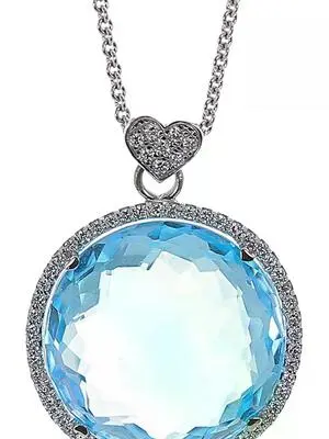 LISA NIK 18kt White Gold Topaz And Diamond Pendant Necklace