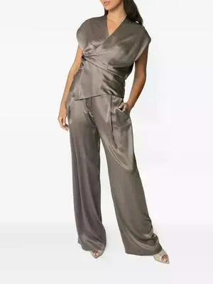 THE SEI Pleated Satin Trousers - Grey
