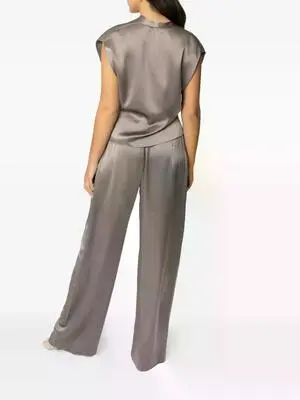 THE SEI Pleated Satin Trousers - Grey